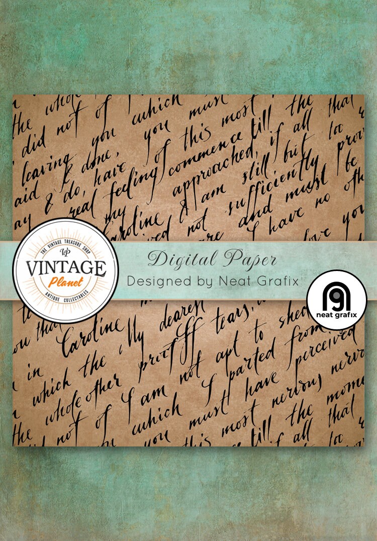 DIGITAL PAPER VINTAGE: Old Script Text Digital Paper Old - Etsy