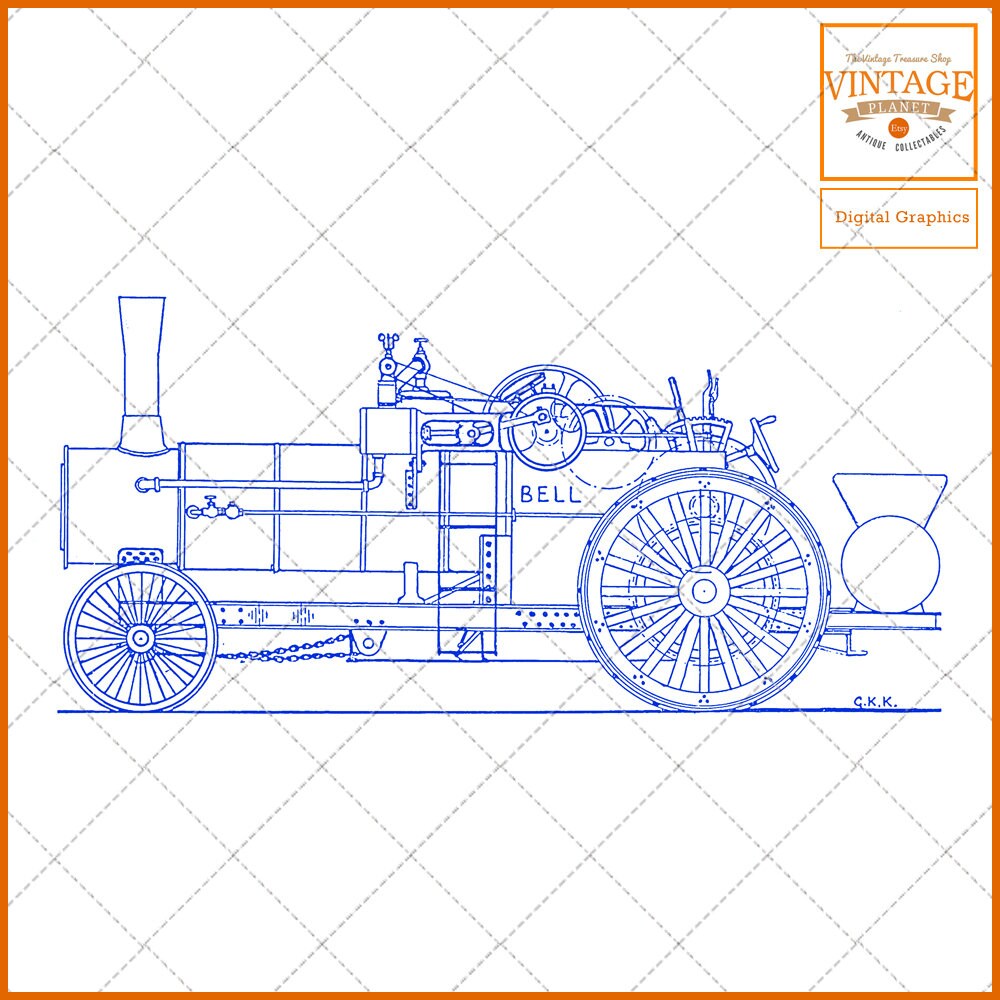 Vintage Technical Drawing: Steam Trains Locomotive, 5 Techical Drawing ...