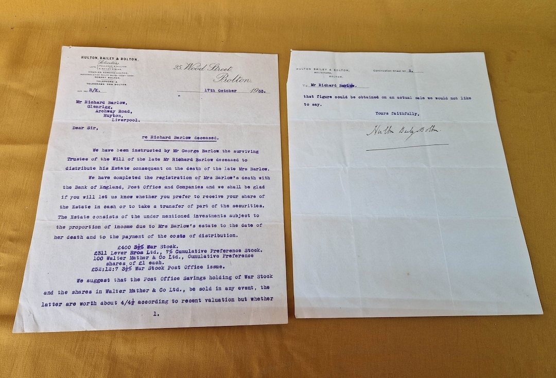 Vintage Paper Ephemera, Old Typewritten Solicitor's Letter Realting to ...