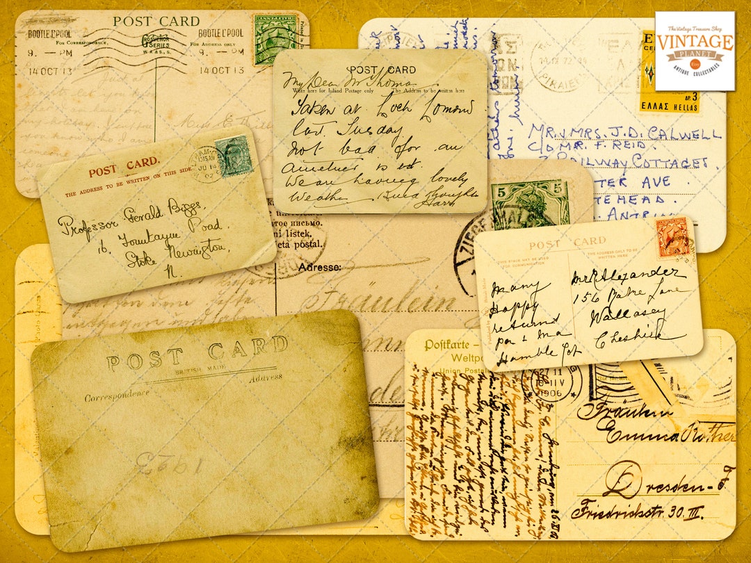 Handwritten Vintage Postcards Set of 10 Digital Antique Printable ...