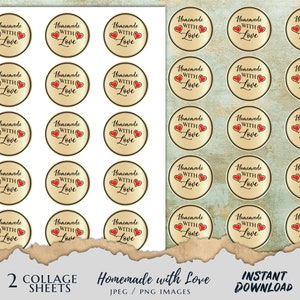 Homemade With Love Round Label Template, 2" Size Circle, Jpeg and Png ...