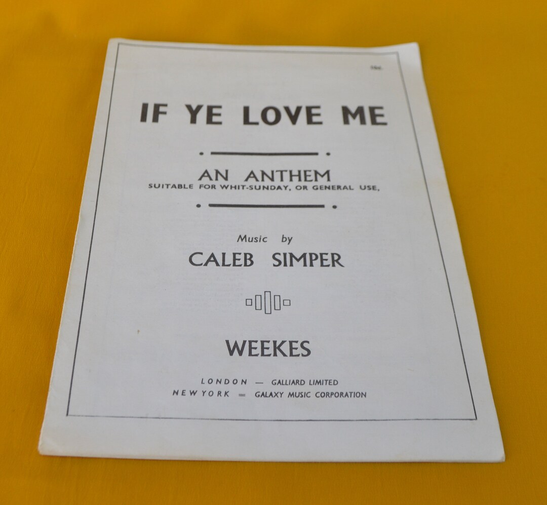 Vintage Sheet Music: If Ye Love Me, an Anthem, Suitable for Whit-sunday ...