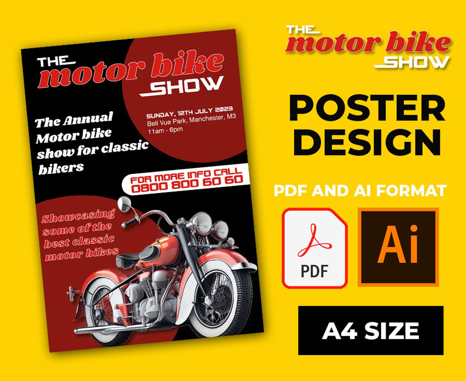 Motorbike Flyer, DIY Motorbike Flyer Template 2023, Editable PDF and Ai ...