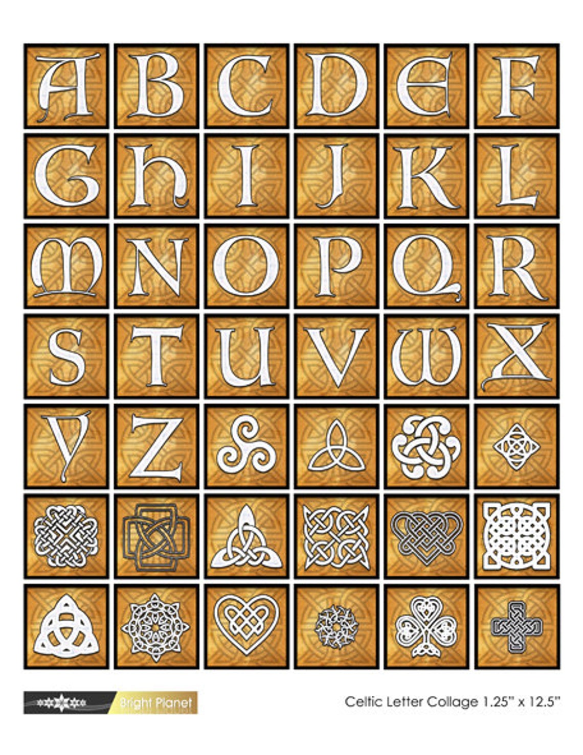 Celtic Letters & Symbols Digital Collage Sheet - 1.25" X 1.25" Square ...