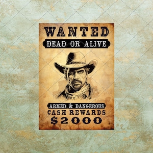 Western Wanted Poster Designs & Elements, Wild West Cowboy Printable ...