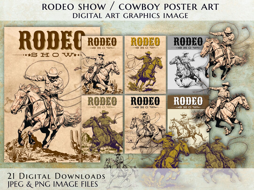 Western Rodeo Show Poster Designs & Elements, Wild West Cowboy ...
