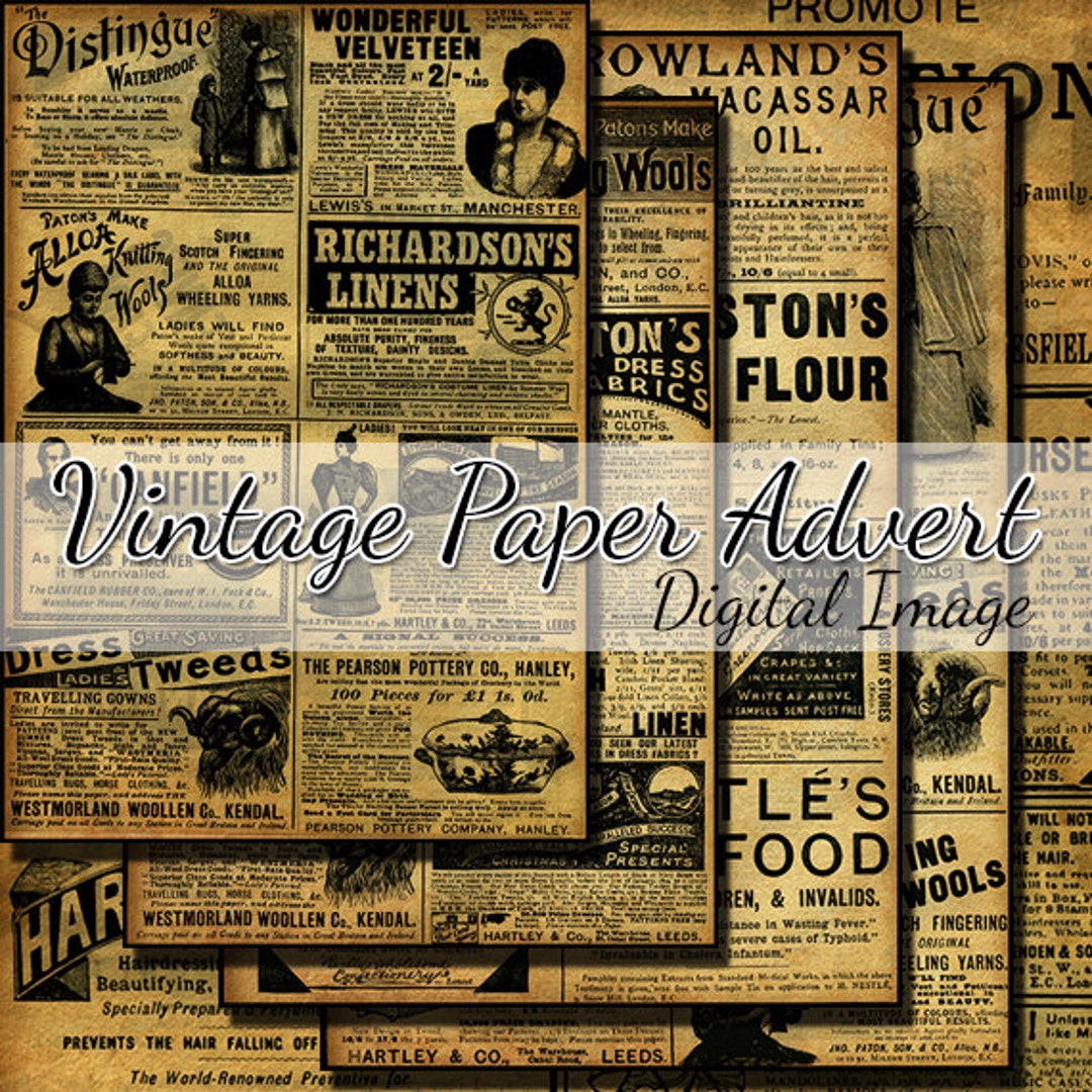 5 X Vintage Newspaper Advert Altered Art Digital Image, Scrapbook ...