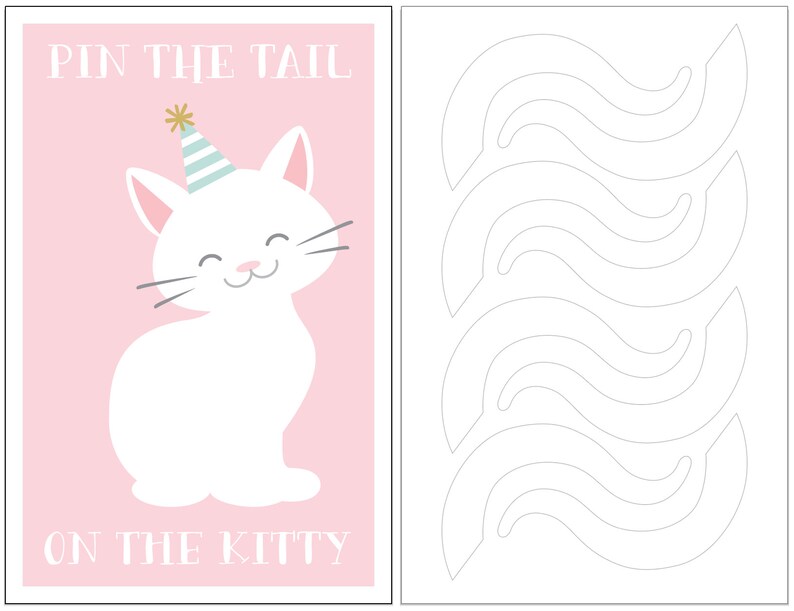 INSTANT DOWNLOAD Pin the Tail on the Kitty Cat birthday | Etsy