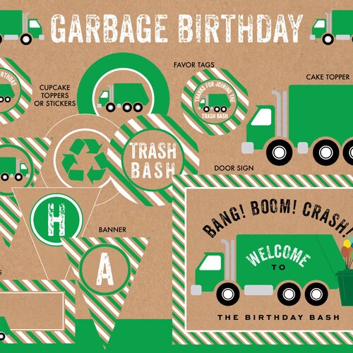 Garbage Truck Invitation Trash Bash Birthday Party | Etsy