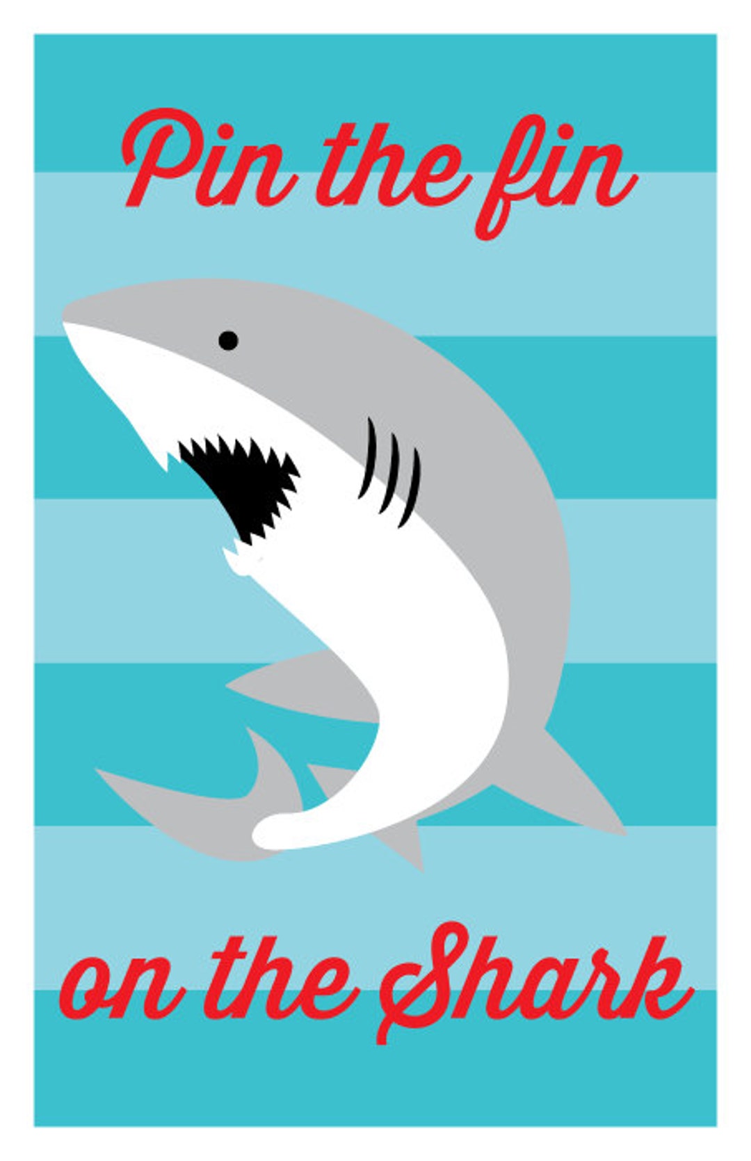 INSTANT DOWNLOAD Pin the Fin on the Shark Birthday Party Game. A Great ...