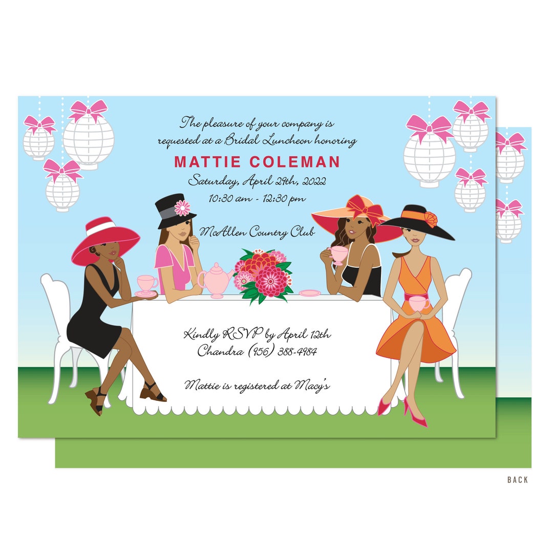 African American Bridal Tea Shower Invitation, Garden Birthday Party ...