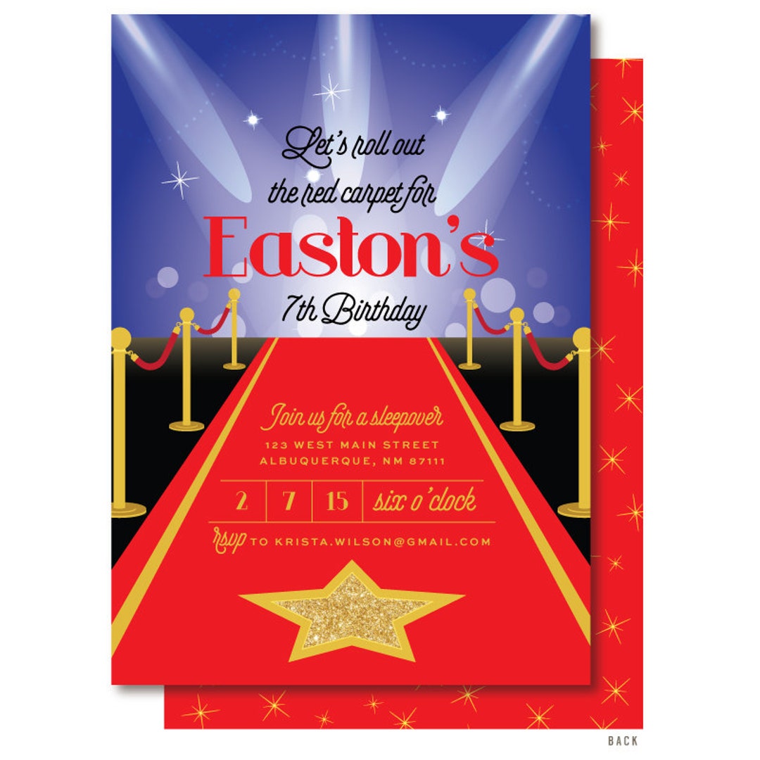 Red Carpet Invitation, Hollywood Birthday Invitation, Glamour Party ...