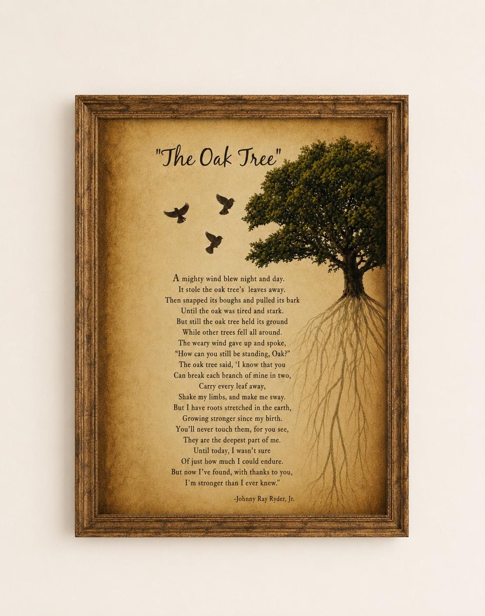 Oak Tree Poem Print – Inspirational Strength Resilience Nature (digital ...