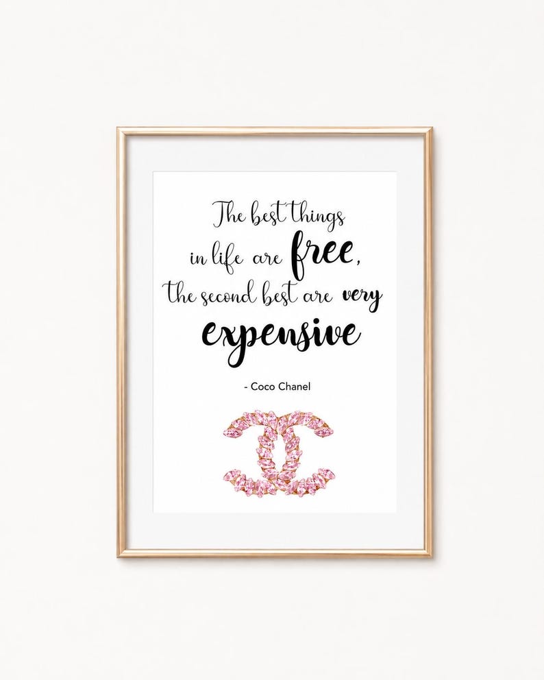 Coco Chanel Quote Wall Art – Pink Gem Logo Printable – Fashion Designer ...