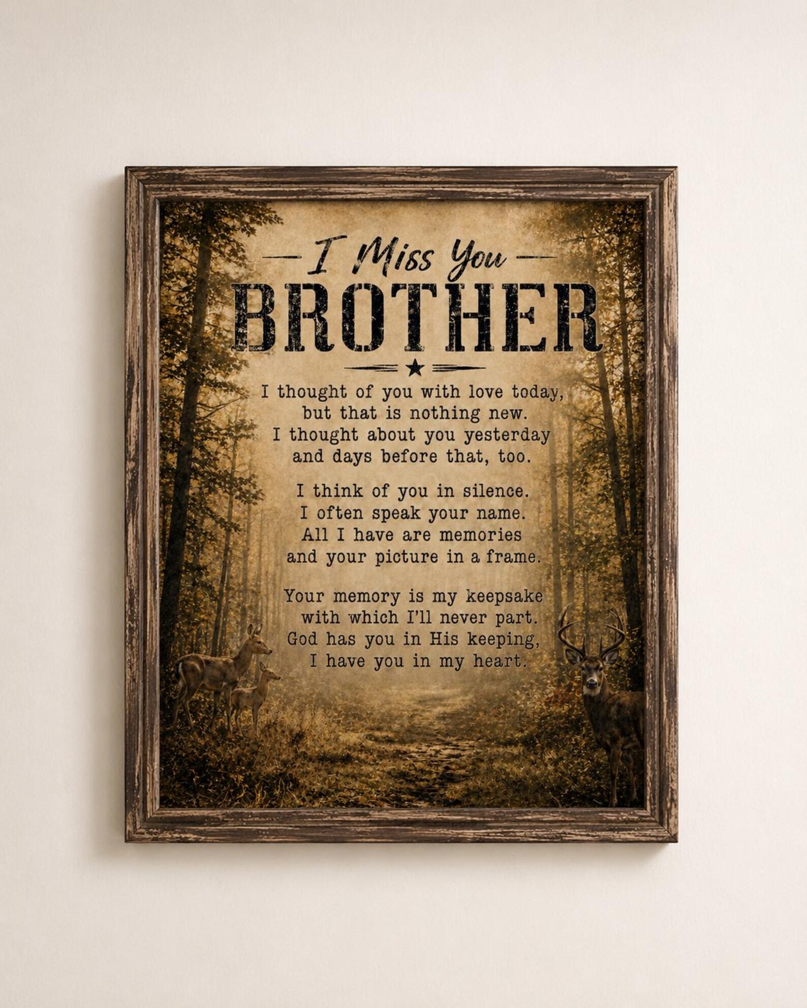 Brother Memorial Printable • Rustic Heaven Tribute Art • Digital ...