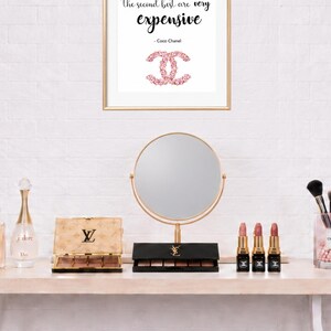 Coco Chanel Quote Wall Art – Pink Gem Logo Printable – Fashion Designer ...