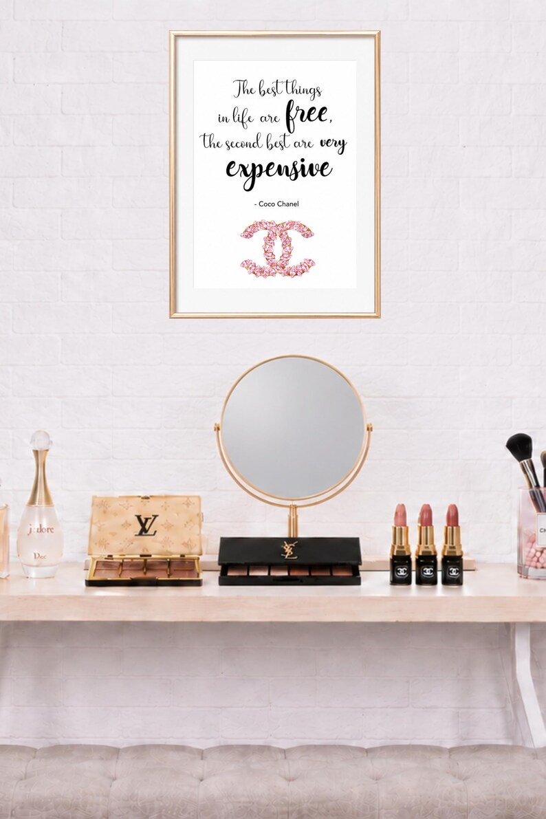 Coco Chanel Quote Wall Art – Pink Gem Logo Printable – Fashion Designer ...