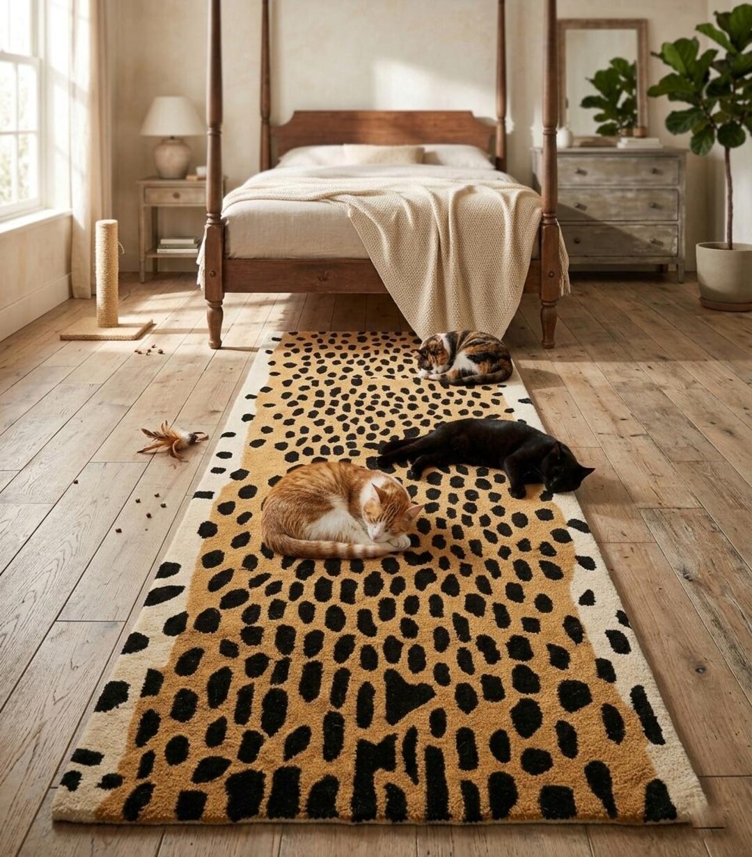 Leopard Print Runner Rug, Animal Print Hallway Runner, Modern Cheetah ...