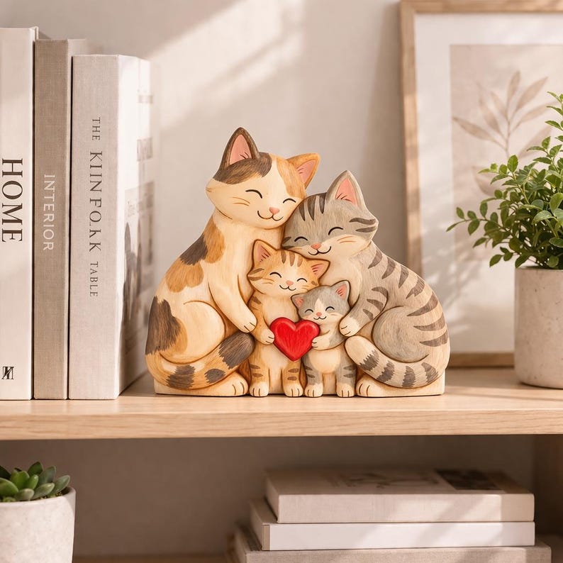 Personalized Cat Family Puzzle, Custom Family Puzzle With Kids Names ...