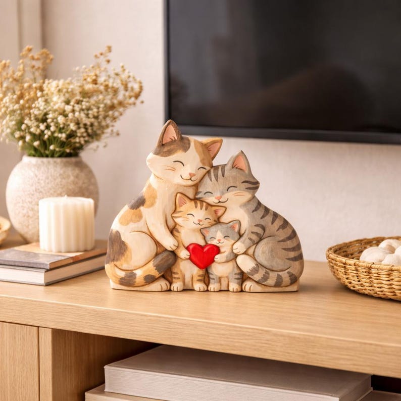 Personalized Cat Family Puzzle, Custom Family Puzzle With Kids Names ...