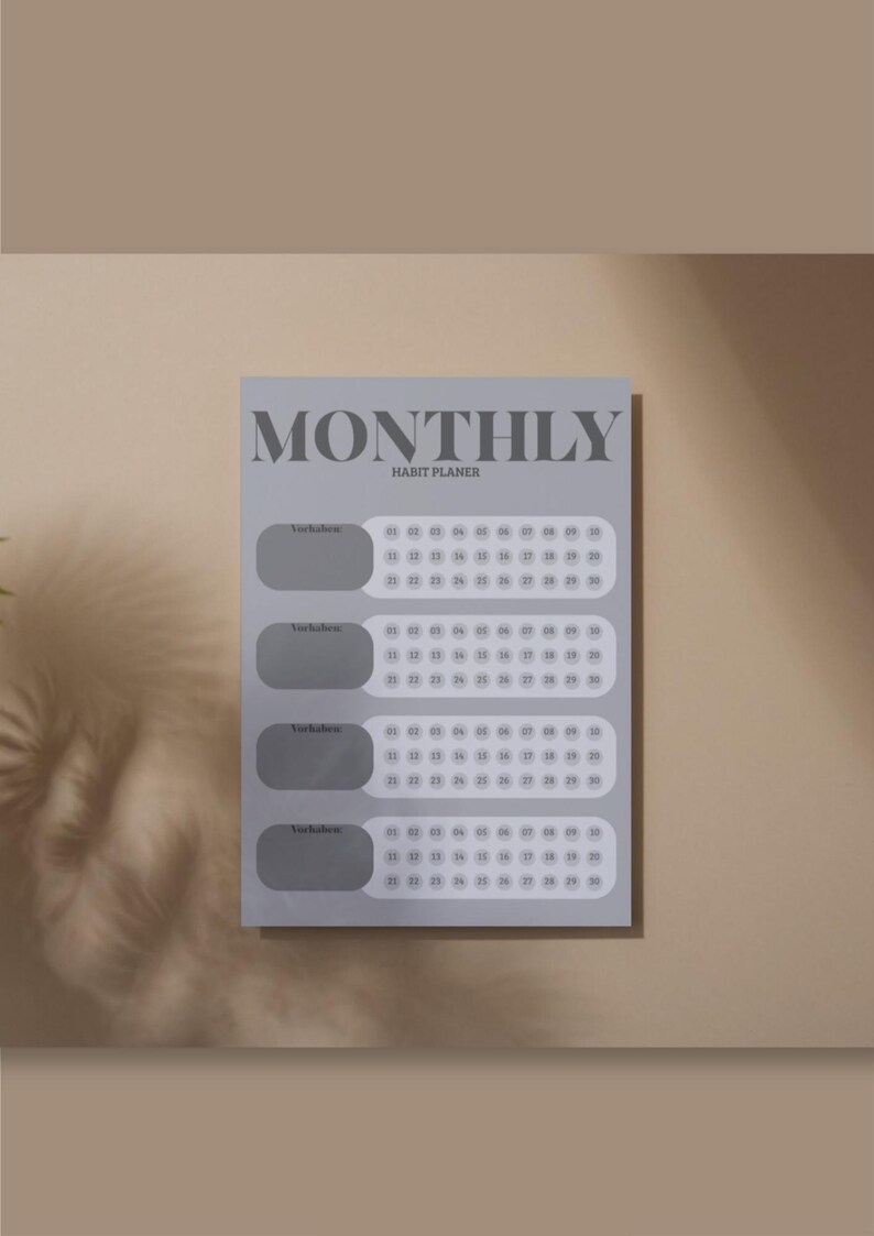 Habit Tracker Printable PDF | 30 Tage für 4 Gewohnheiten | Monthly ...
