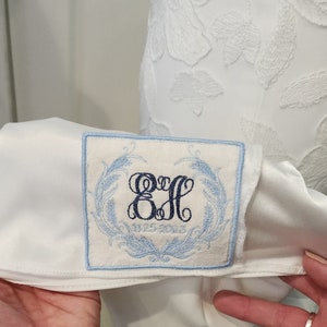 Wedding Dress Label Embroidered Linen Heirloom Bridal Gown Label ...