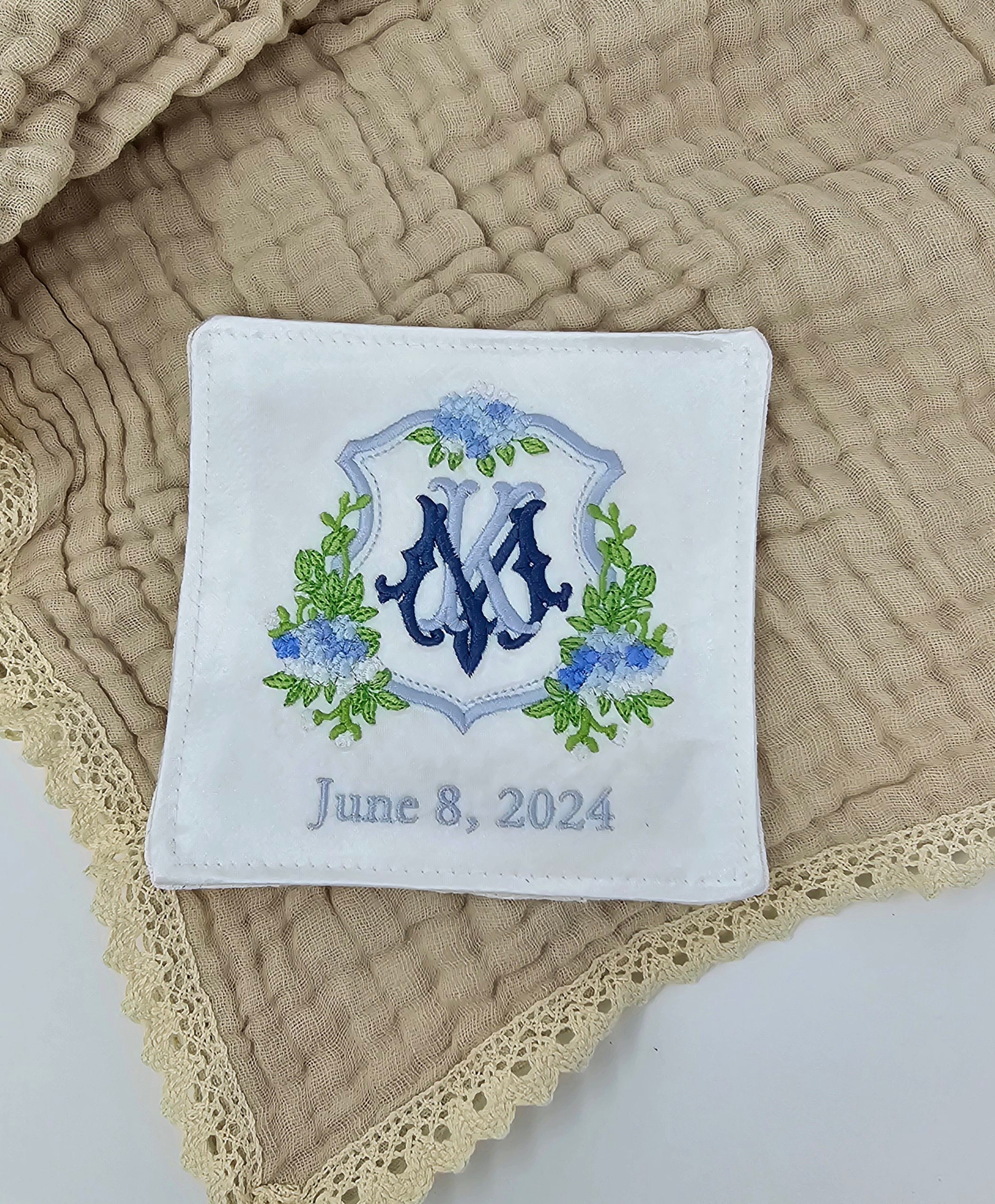Wedding Dress Label Embroidered Linen Heirloom Bridal Gown Label ...
