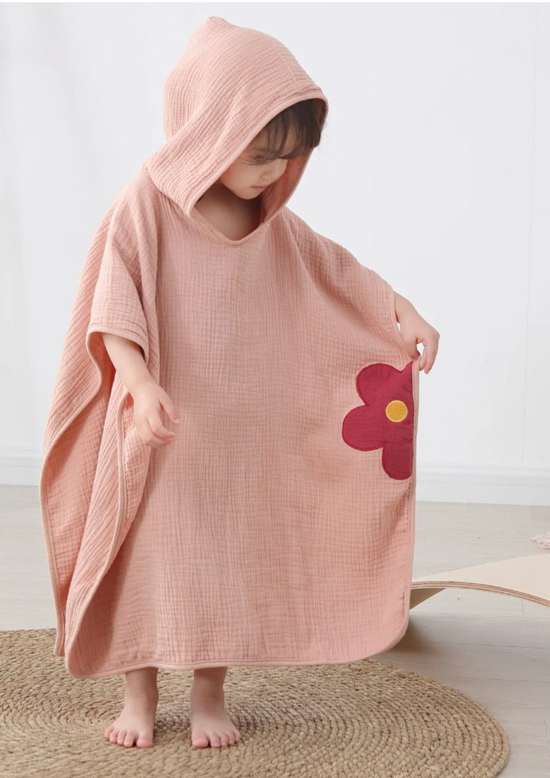 Personalized Beach Poncho Embroidered Muslin Hooded Towel Kids Custom ...