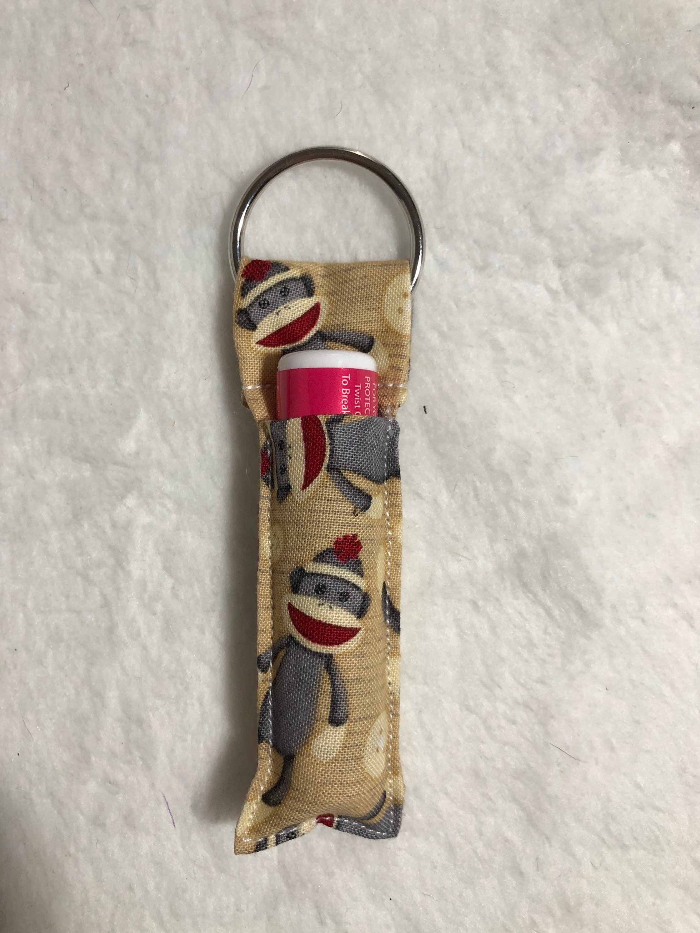 Chapstick Holder Keyring Lip Balm Keychain Sock Monkey Chicken - Etsy