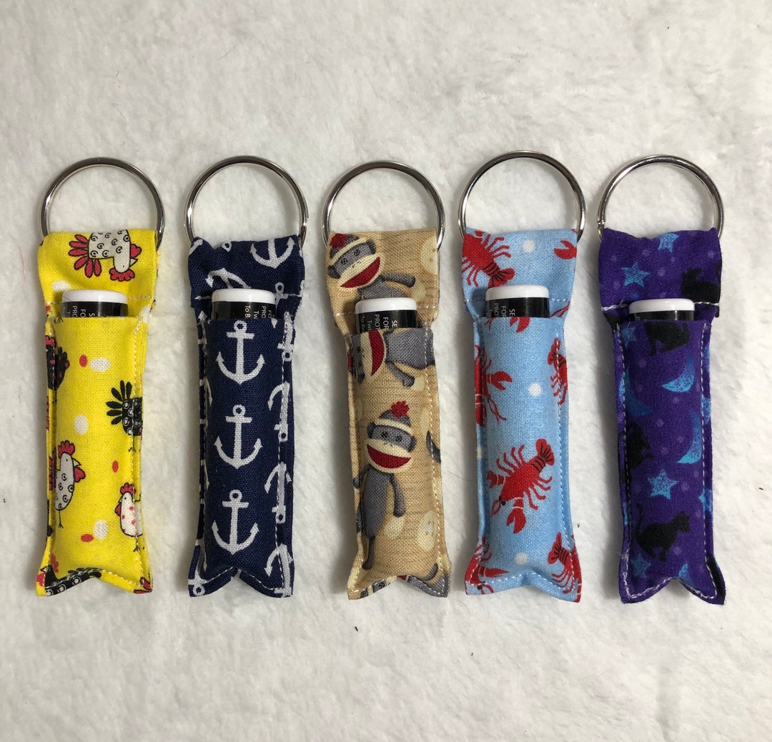 Chapstick Holder Keyring Lip Balm Keychain Sock Monkey Chicken - Etsy