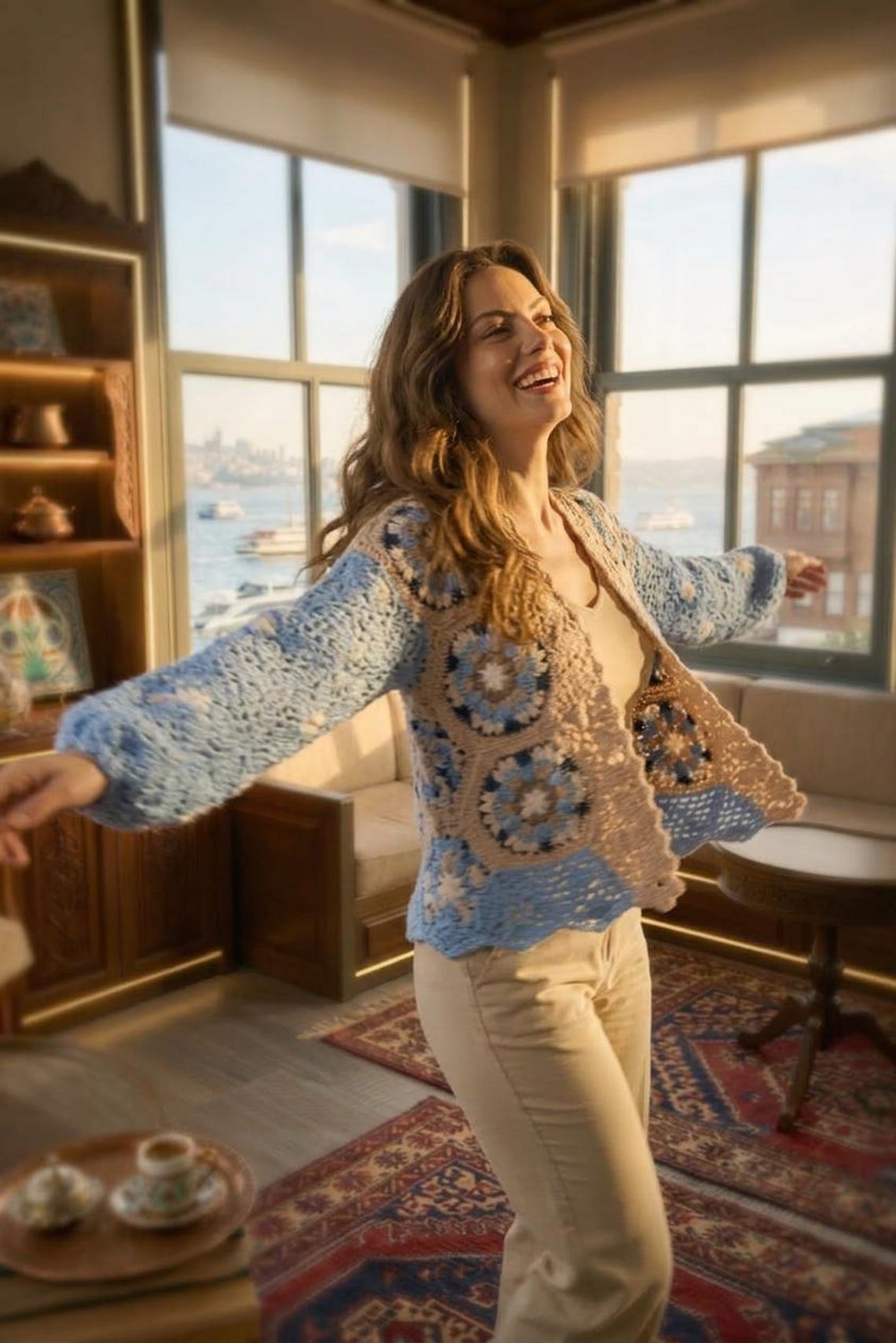 Handmade Crochet Cardigan – Boho Floral Knit Sweater, Traditional ...