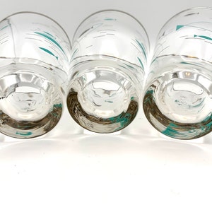 3 Vintage Libbey Atomic Aqua Fish Glasses Tumblers Inches Turquoise ...