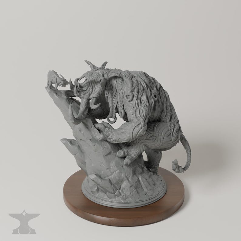 Frost Horned Beast | Hrimyhyrnir | 32mm Resin Miniature | D&D and ...