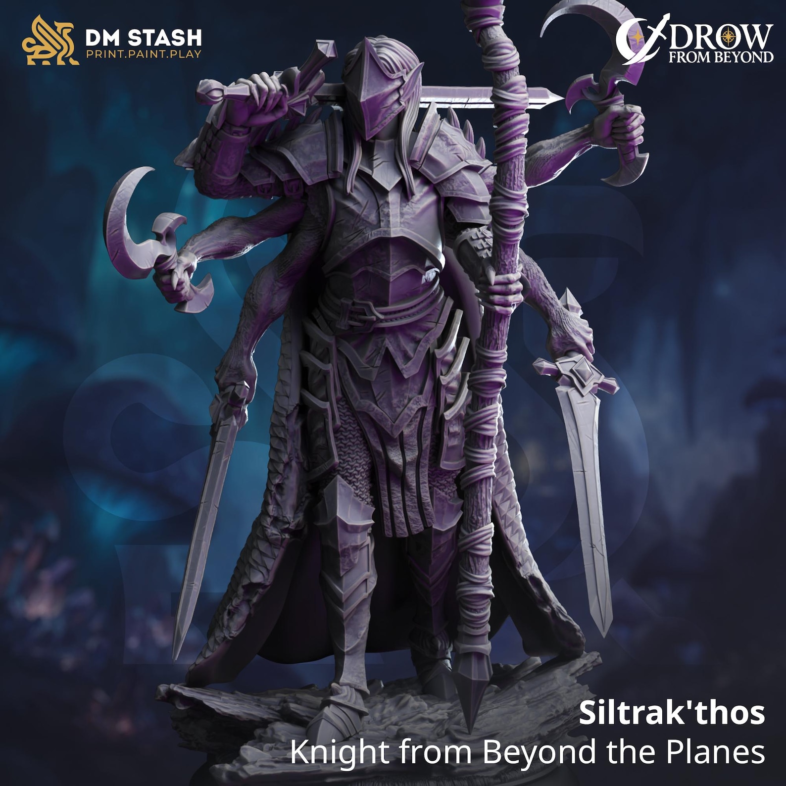 Male Drow Fighter Warlock | Siltrak’thos | 32mm / 75mm Resin Miniature ...