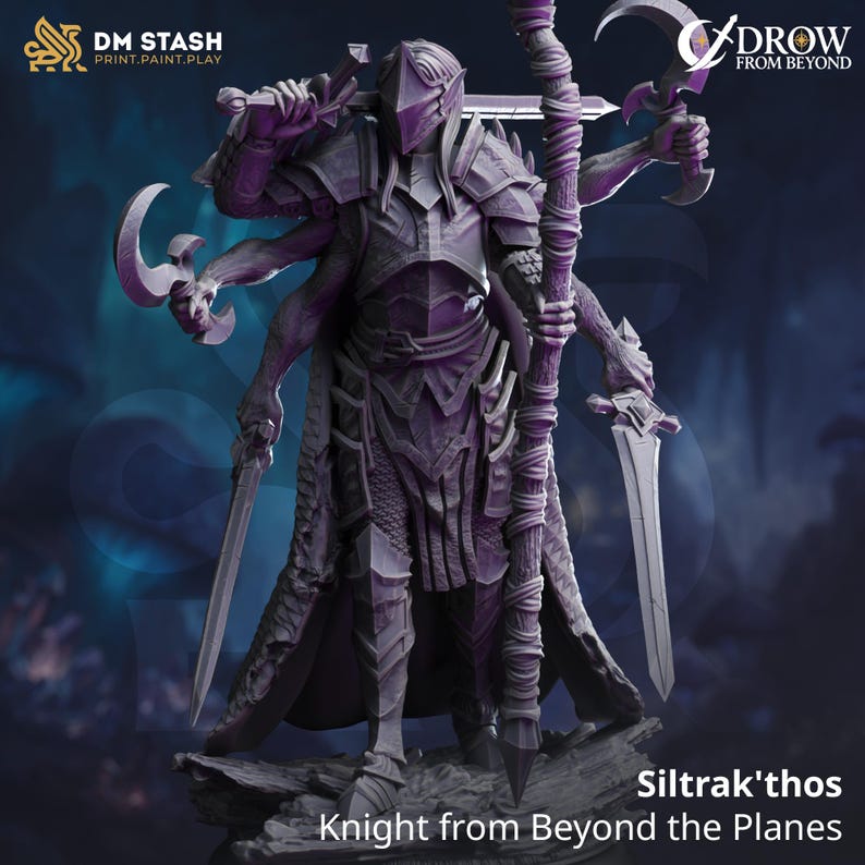 Male Drow Fighter Warlock | Siltrak’thos | 32mm / 75mm Resin Miniature ...