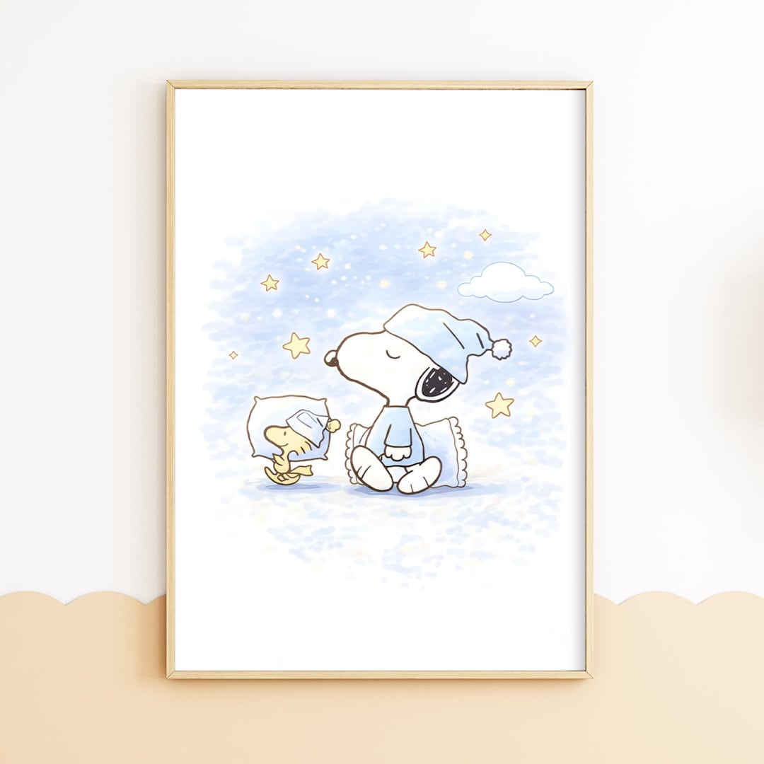 Snoopy Goodnight Nursery Poster, Baby Room Wall Art, Snoopy Woodstock ...