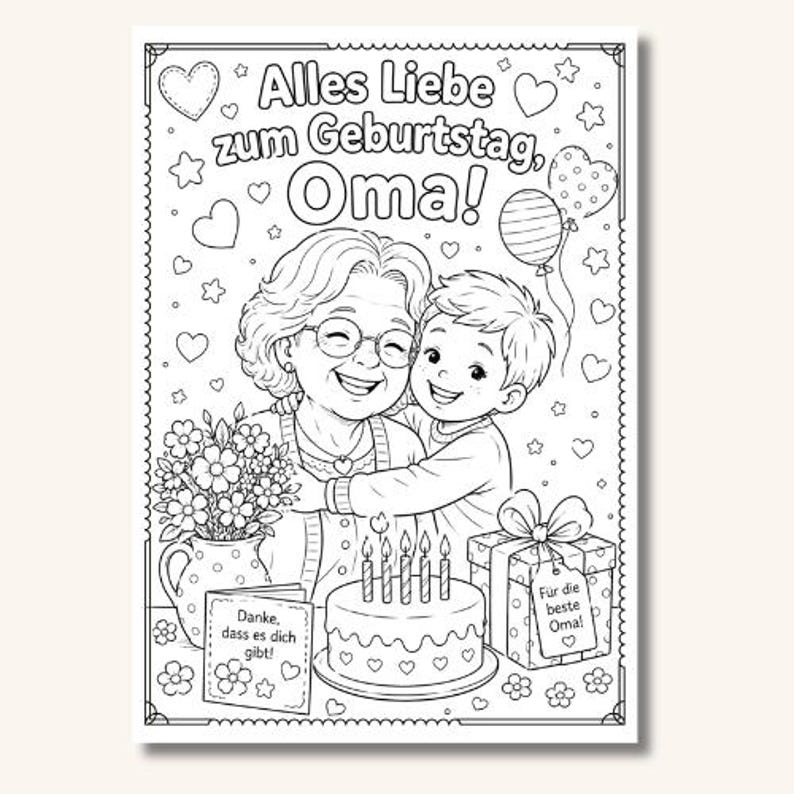 Birthday Gift for Grandma, Hand or Fingerprints, Worksheet, Coloring ...