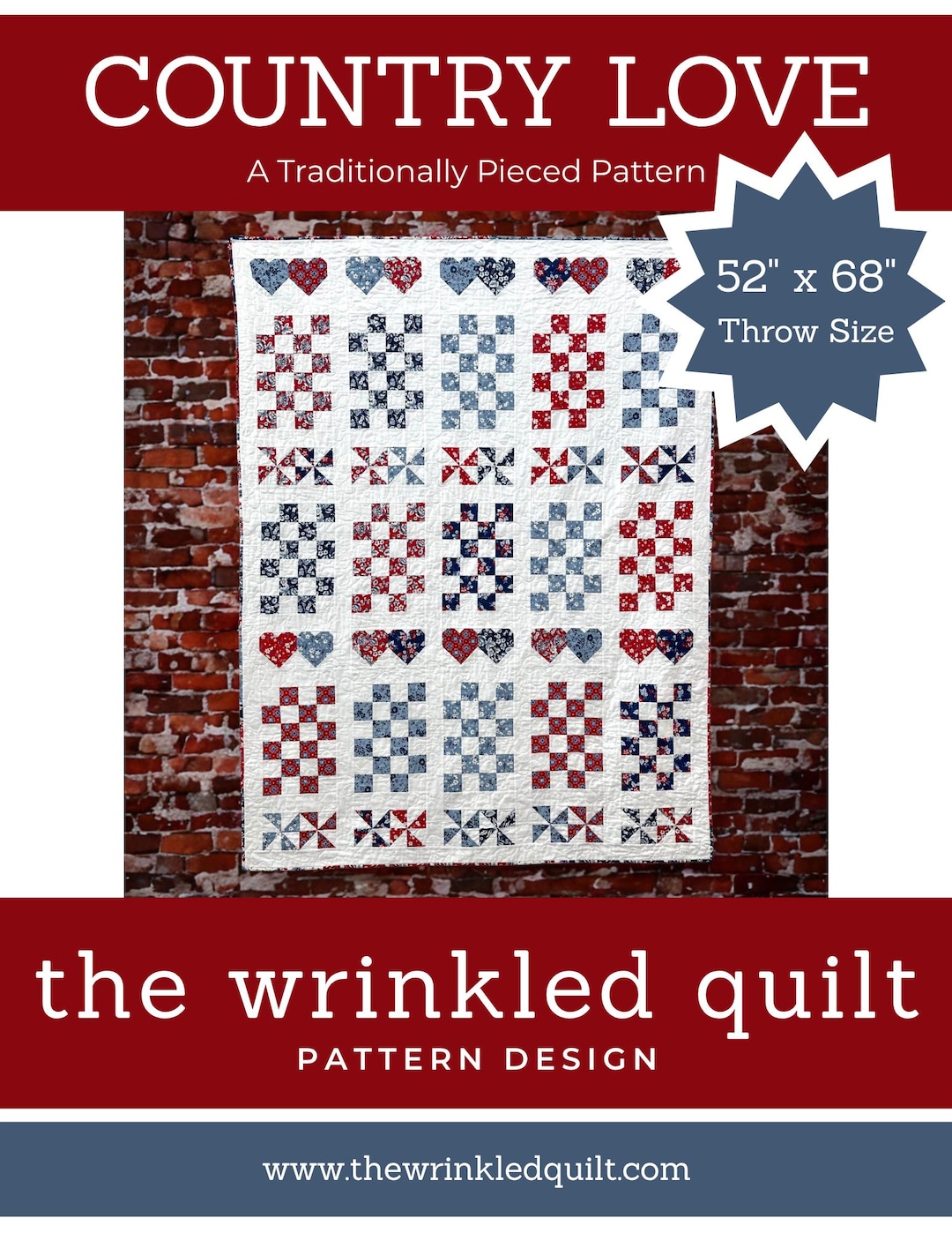 Country Love Quilt Pattern + PDF Download + Traditional Quilt Pattern ...