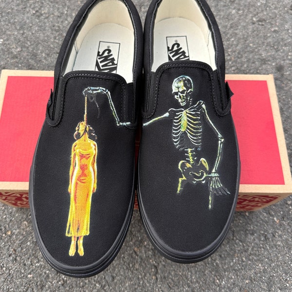 Skeleton Vans Shoes - Etsy