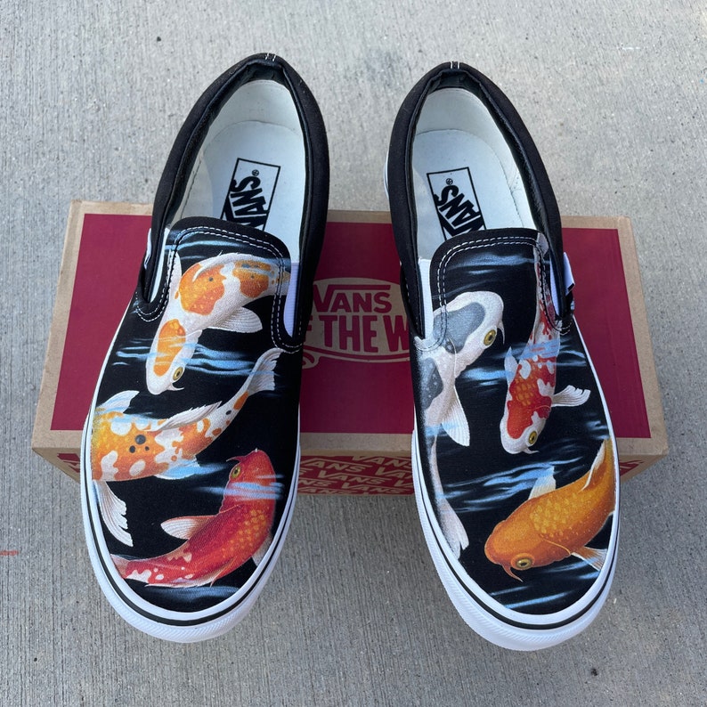 Koi Pond - Black Slip on Vans Fancy Carp Fish Japanese Goldfish Koi ...