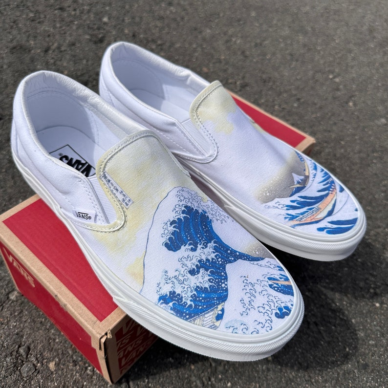 The Great Wave off Kanagawa Custom Slip on Vans - Men's and Women's ...