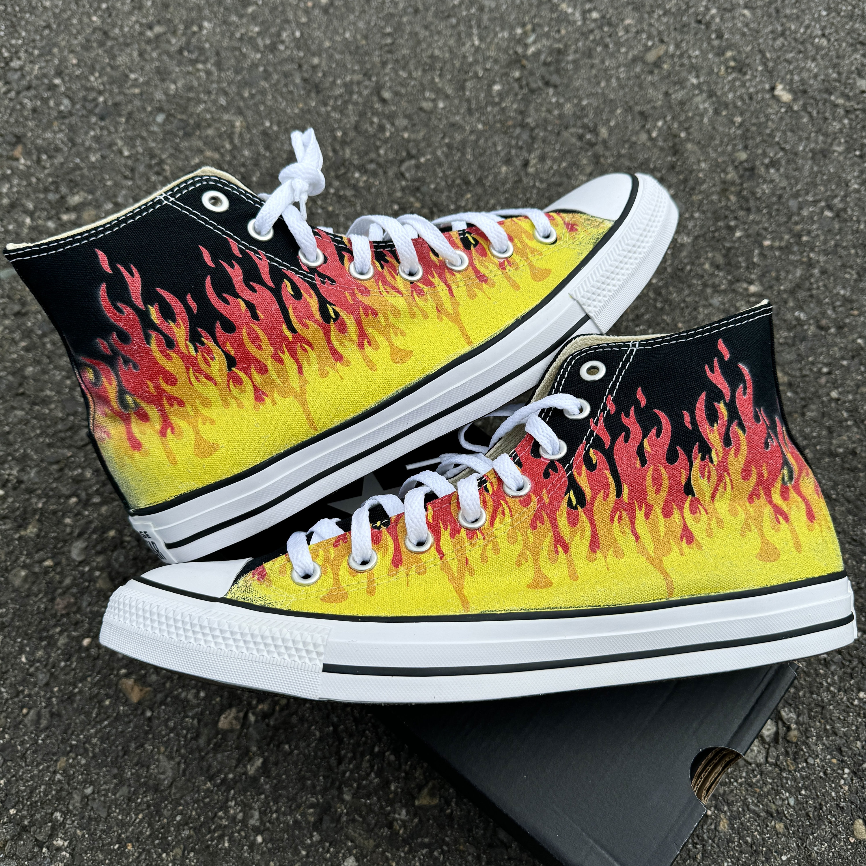 Custom Hot Rod Flames Sneakers - Hot Rod Inspired Flames on Converse ...