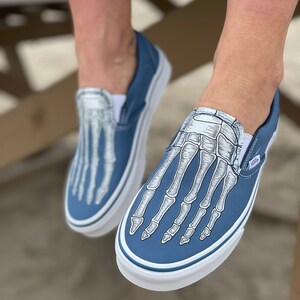 Custom Skeleton Feet X-ray Navy Slip on Vans Shoes for Men and Women - Etsy