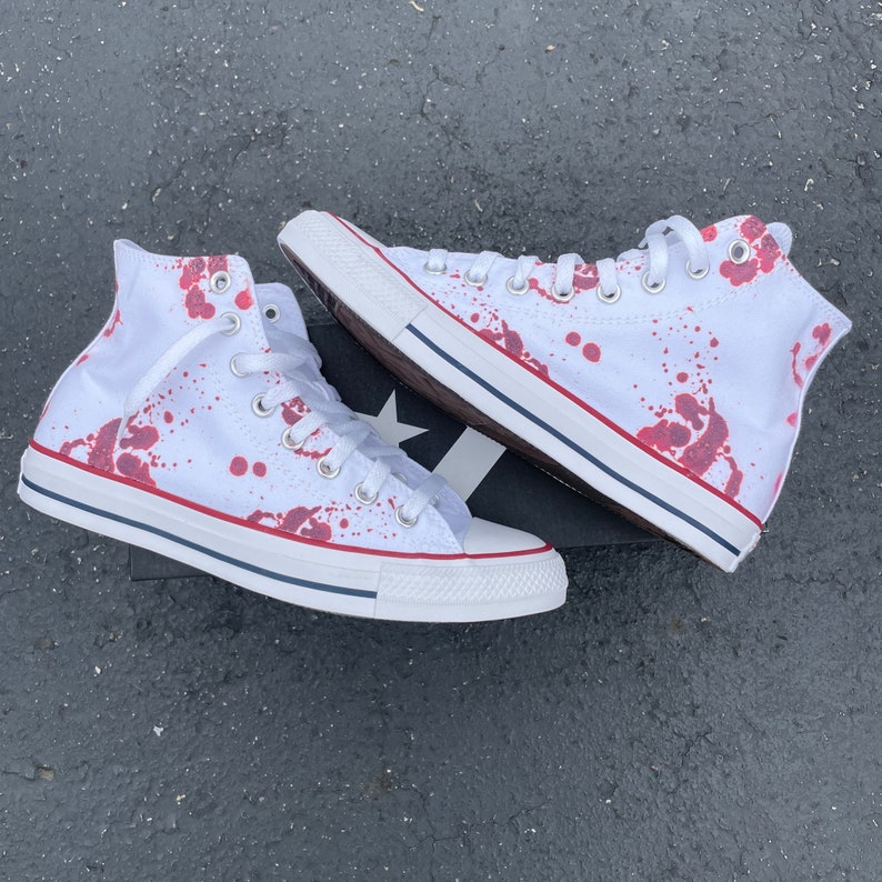 Blood Splatter White High Tops Custom High Top Converse - Etsy