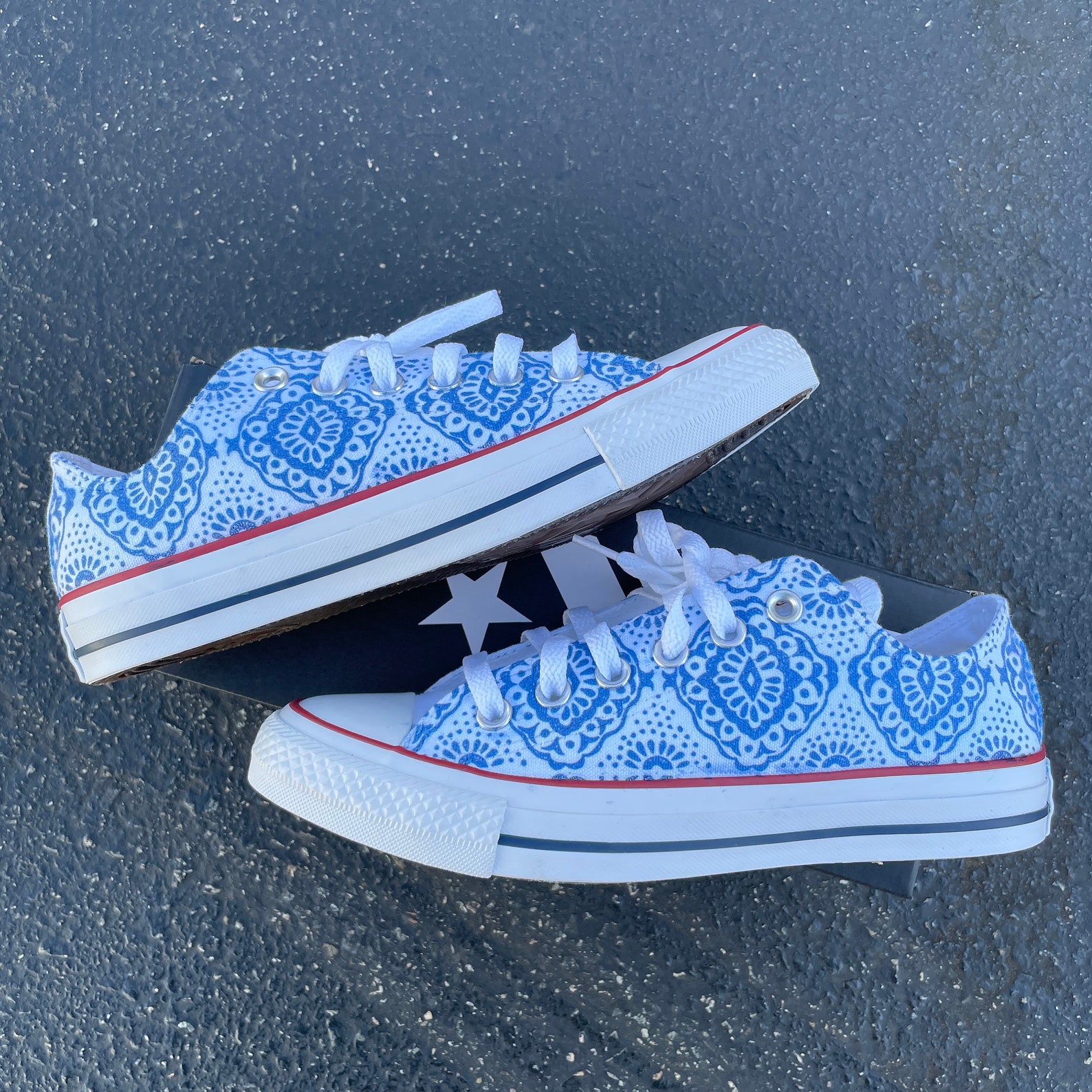 Bohemian Pattern White Low Top Converse Shibori Print Ikat | Etsy