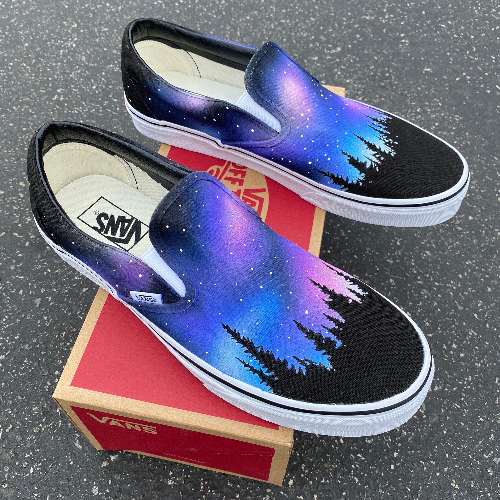 Custom Hand Painted Galaxy Slip on Vans Nebula Outter Space - Etsy Canada