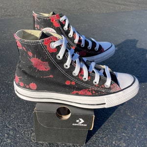 Blood Splatter Black High Tops - Custom High Top Converse Murder Spooky ...