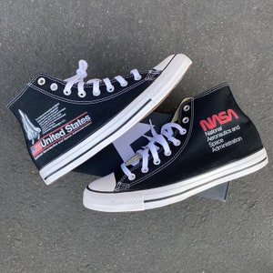 NASA Chucks Custom Black High Top Converse - Etsy