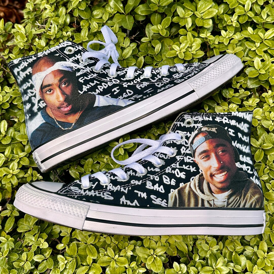 Tupac Shakur Rapper Theme Black High Top Chucks Custom 2pac Theme ...