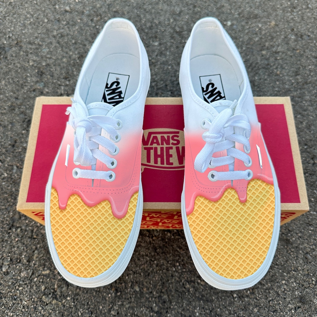 Ice Cream Dripping on Waffle Cone Vans Authentic Shoes - Women's and Men's Custom Vans Sneakers ...